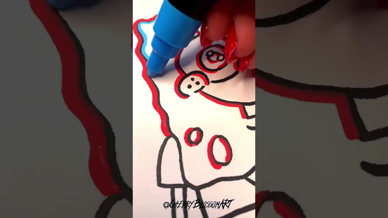 Drawing SpongeBob Glitch Effect with Posca Markers! #shorts #shorts #art #satisfying #myart