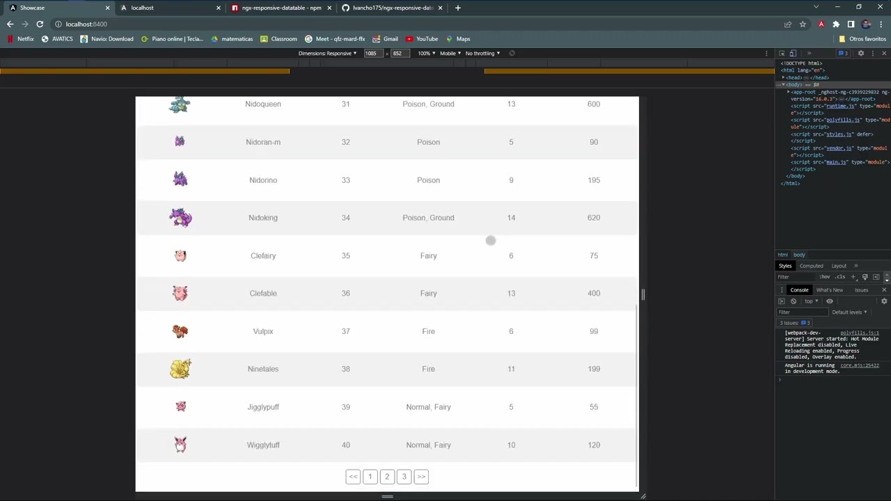 Tutorial ngx-responsive-datatable