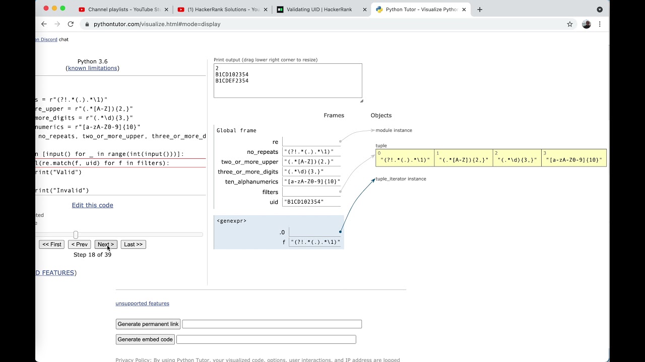 Validating UID HackerRank Python