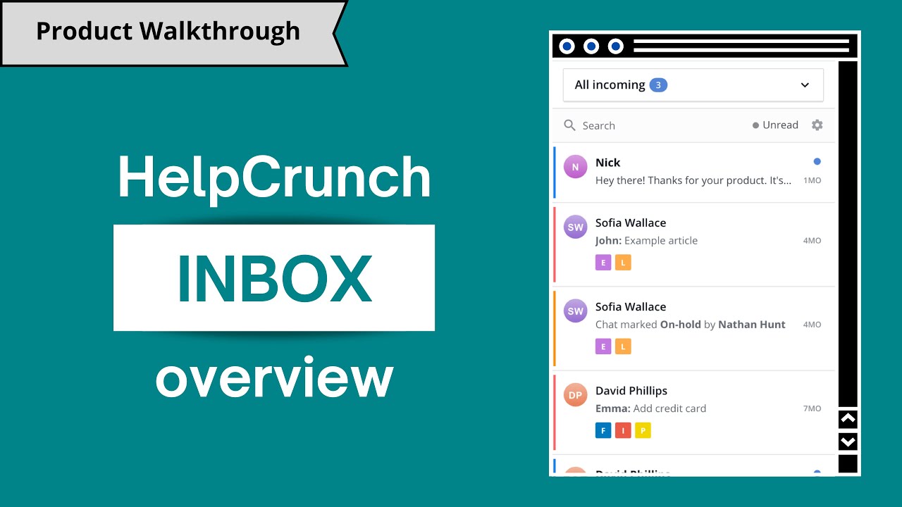 HelpCrunch Inbox Overview