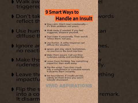 9 Ways to Handle an Insult ! #motivation #psycholgyfacts #quotes #selfworth #psychology#motivational