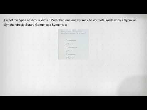 Select the types of fibrous joints. (More than one answer may be correct) Syndesmosis Synovial Synch