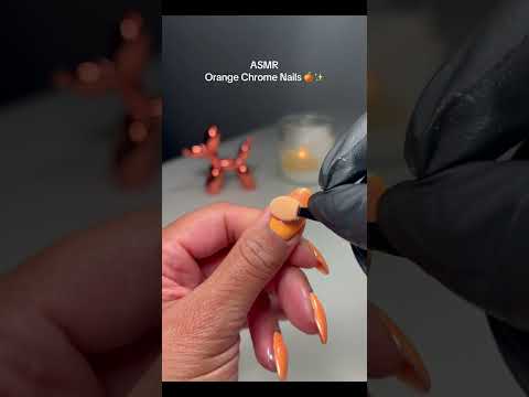 Orange Chrome #nails #nailart #naildesigns #chromenails #hardgel #nailinspo #nailtech