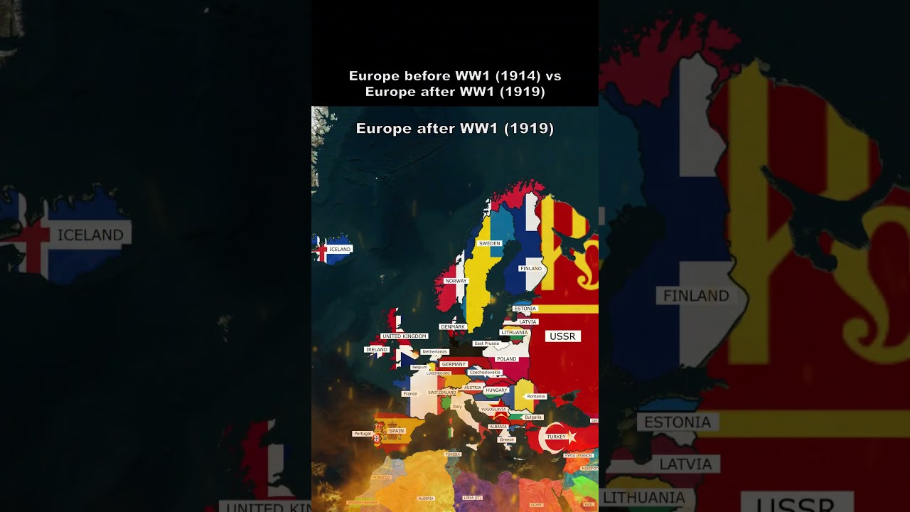 Europe before WW1 1914 vs Europe after WW1 1919 2