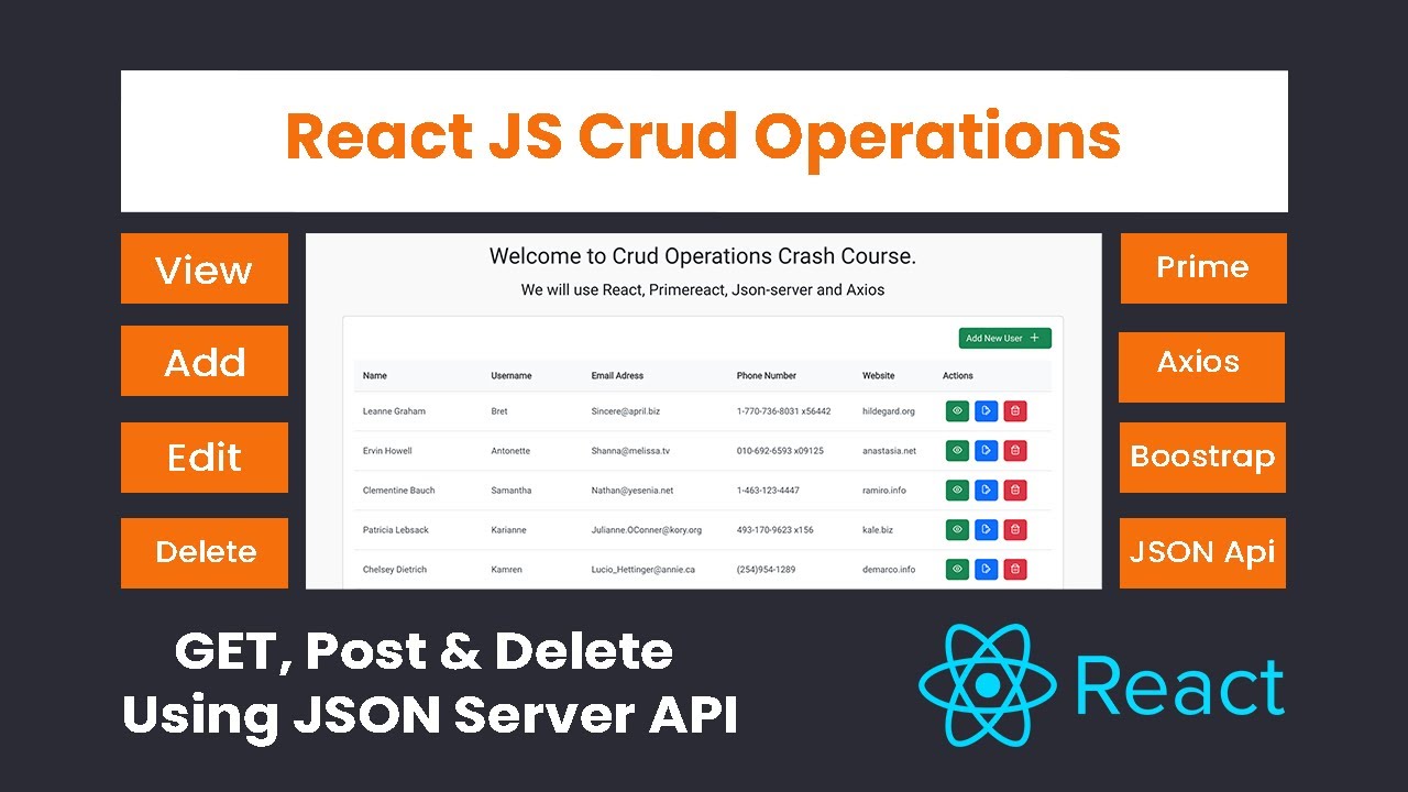 React Crud Operations with API Course Preview, Install React, PrimeReact, Axios & Json-Server