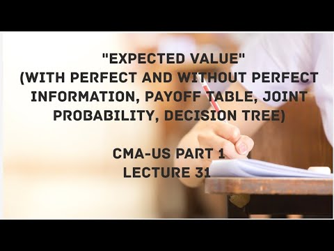 Expected Values with Perfect Information, Payoff Table, Joint Probabilities | CMA (US)-PART 1 Lec 31