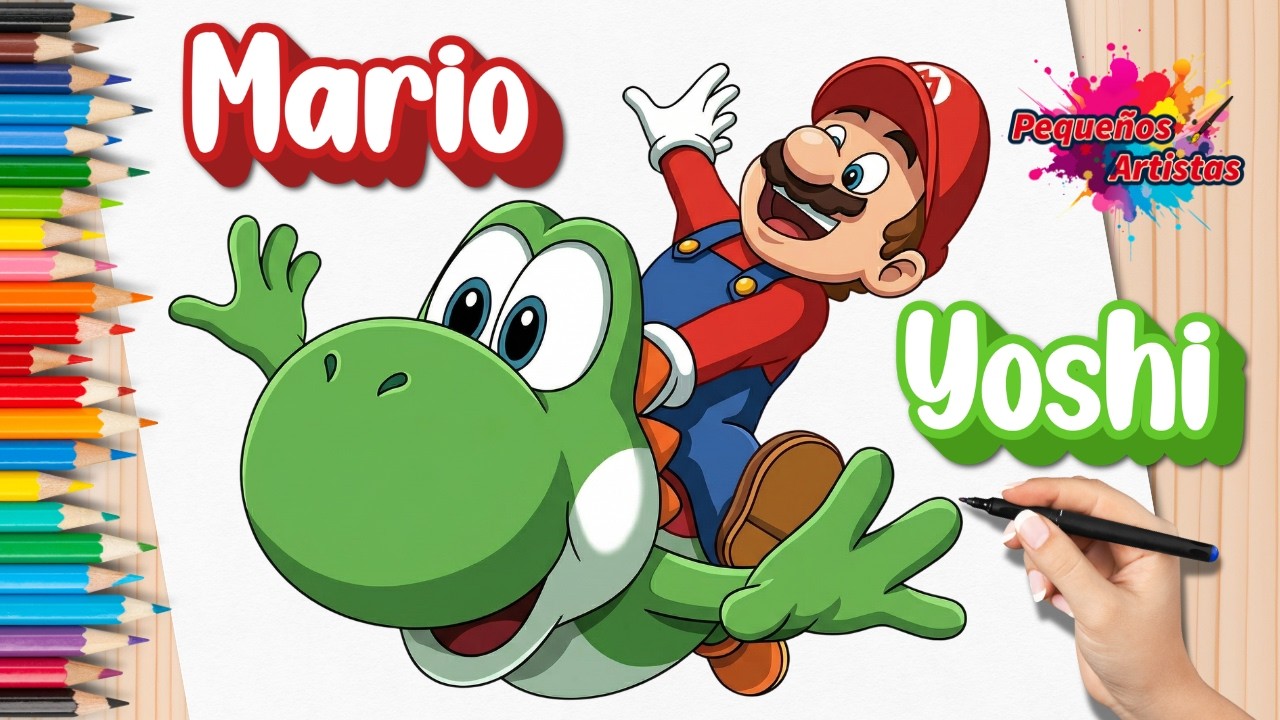 How to Draw Mario and Yoshi | Super Mario Galaxy 🌟 Step by Step | Little Artists