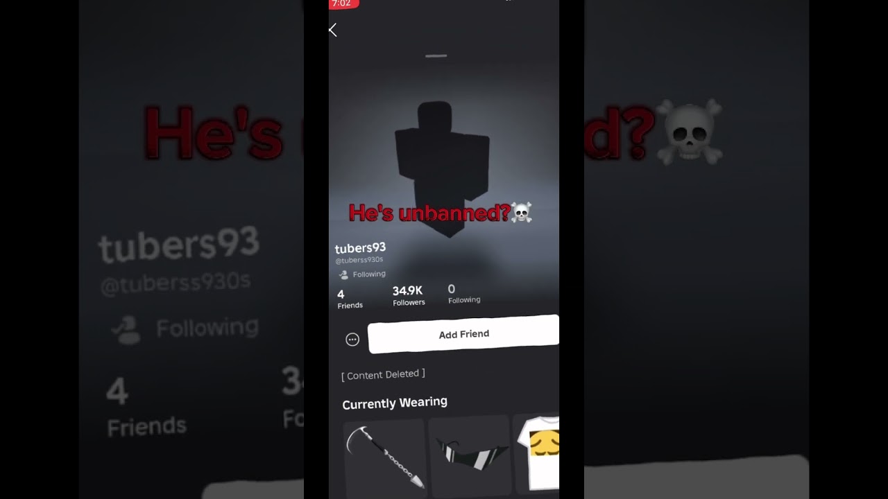 IS HE BACK?! #roblox #tubers93#hacker