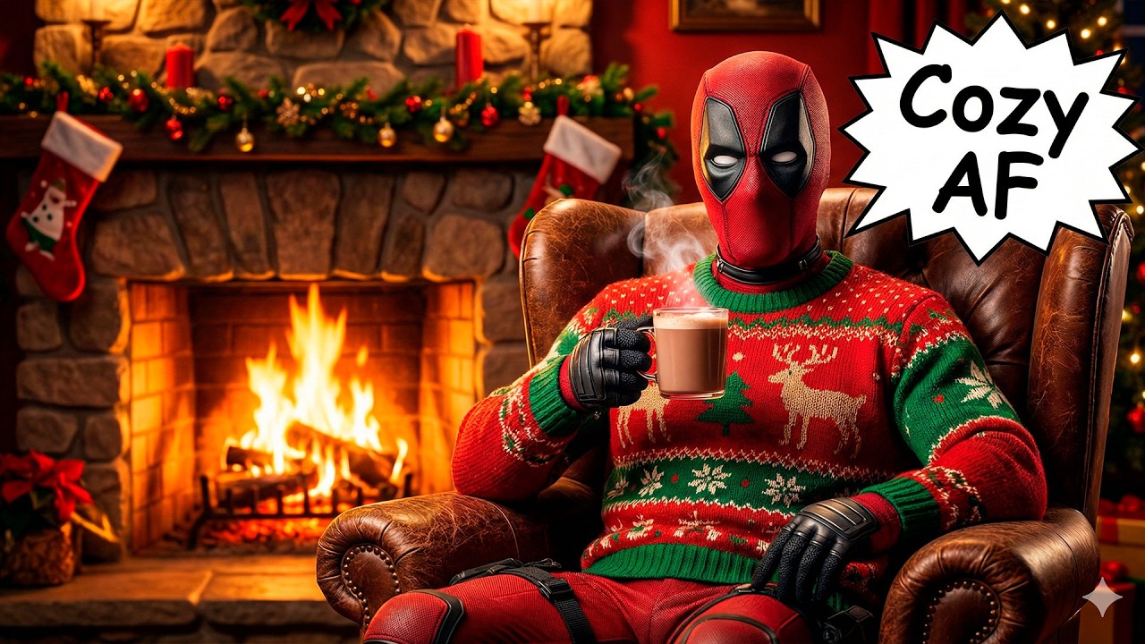Deadpool Fireplace Christmas Special 🔥 Relaxing Ambience & Festive Comfort