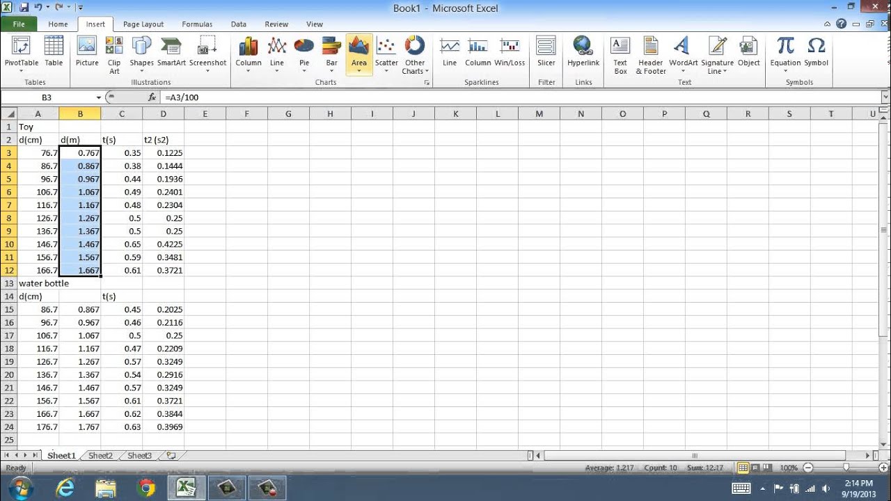 scatterplot for free fall lab tutorial
