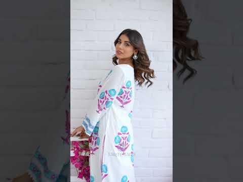 Experience the elegance of white hand block printed Coord Set collection by Tara C Tara.