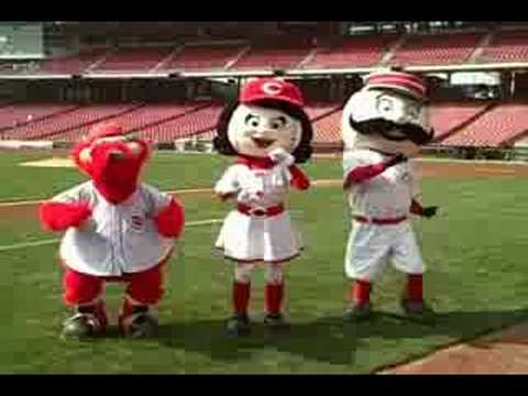 Cincinnati Reds Mascots - Chicken dance
