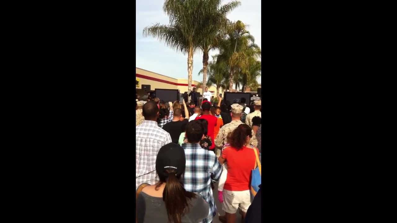 P Diddy talks to Marines