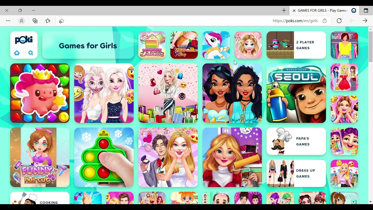 ‫GAMES FOR GIRLS   Play Games for Girls on Poki   شخصي   Microsoft​ Edge‬ 2021 12 10 08 44 23