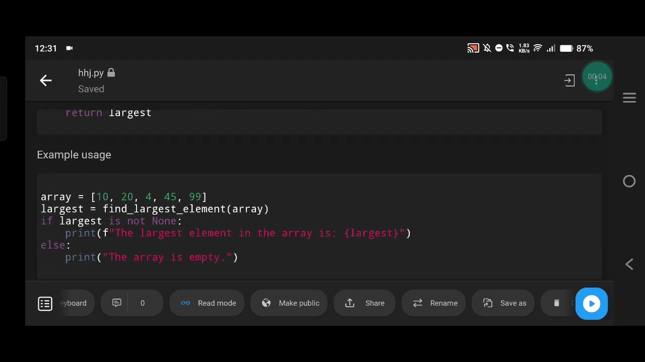 Find the Largest Element in an Array using Python | Python Coding Tutorial