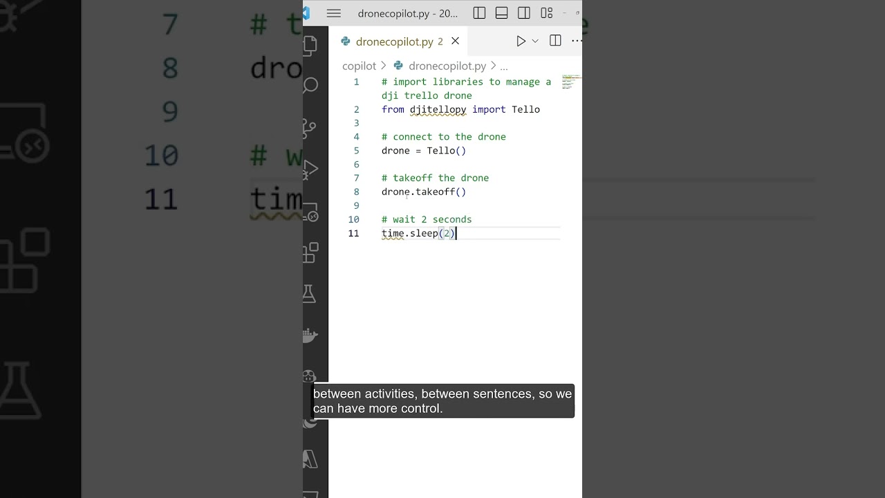 Write code to control a drone with Copilot