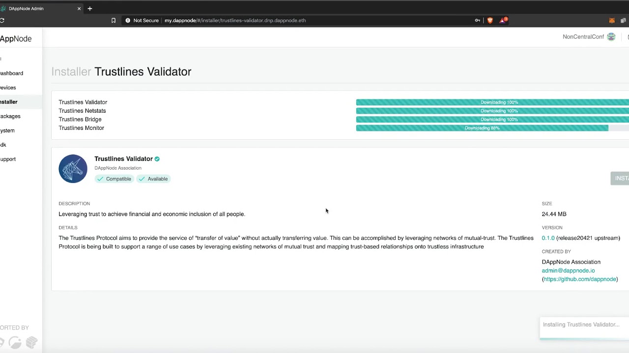 How to set up a Trustlines's Validator on DAppNode