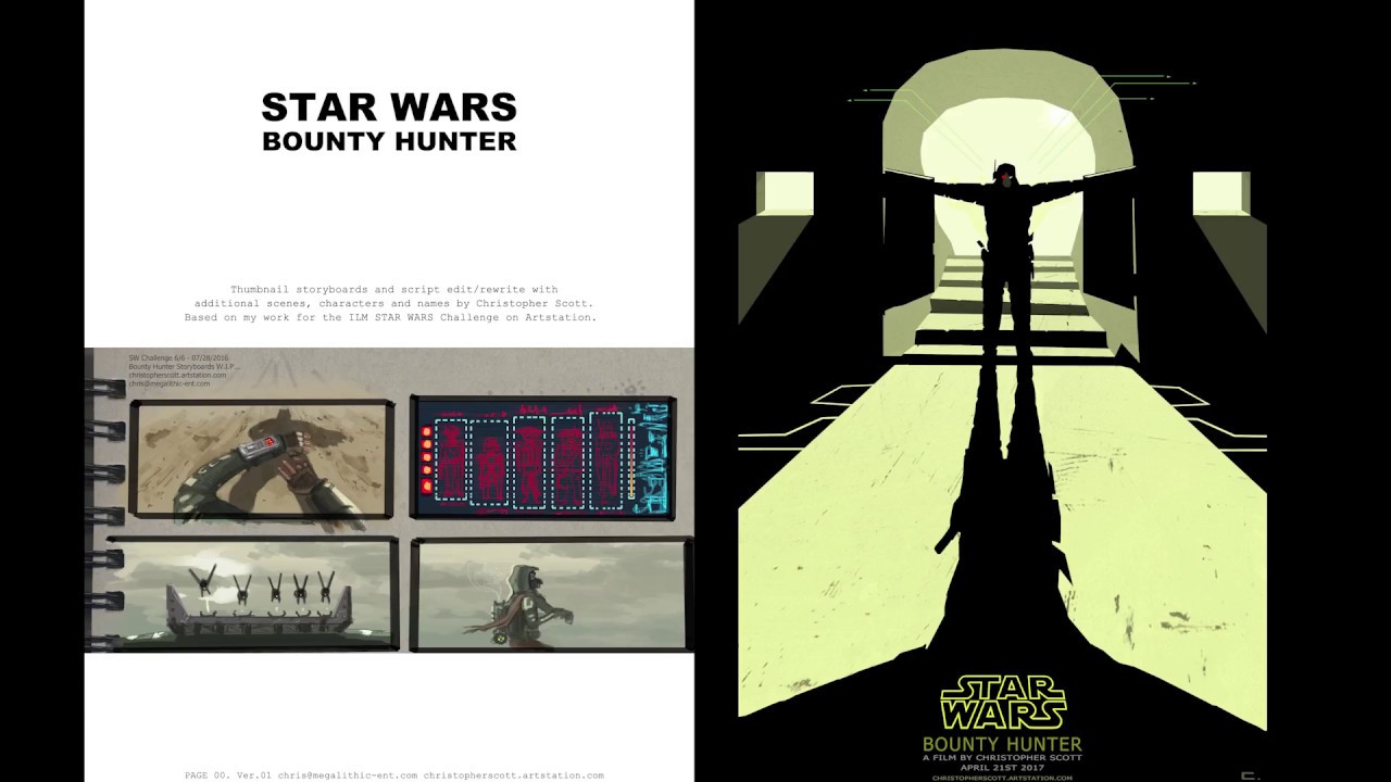 Star Wars Bounty Hunter Thumbnail Storyboards. 2016 ILM SW Challenge