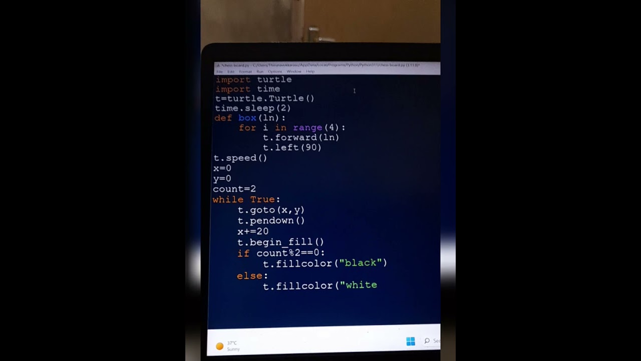 How to create chess board using python turtle