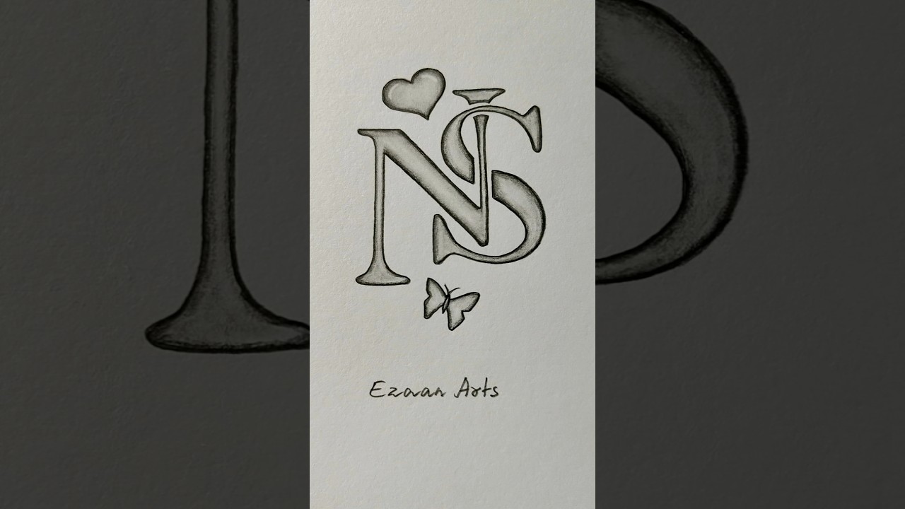 Letter N S drawing with heart ❤️ #viral #art #trending #youtubeshorts
