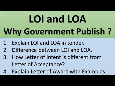Explain Difference between LOI (Letter of Intent) and LOA (Letter of Acceptance) | Tender Knowledge