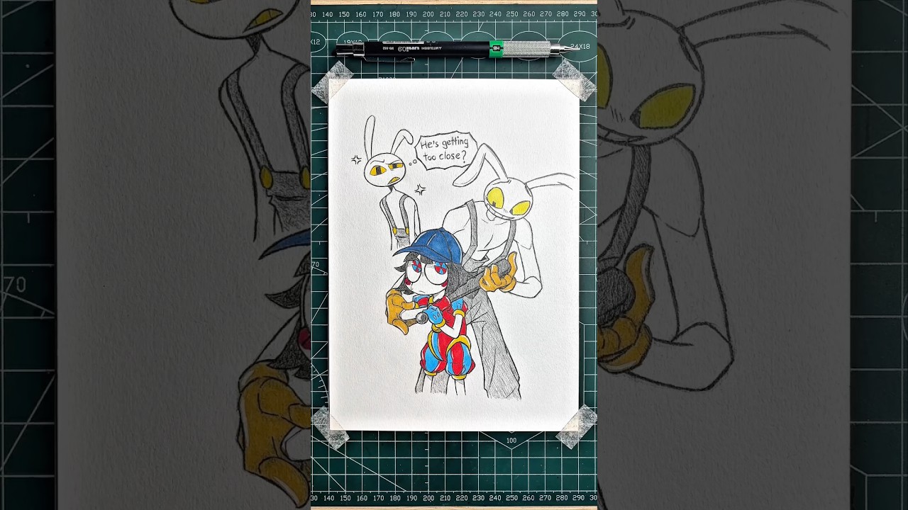 Evil Jax helping Pomni vs Jealous Jax / drawing !! 🎪✨ #tadc #theamazingdigitalcircus #イラストメイキング