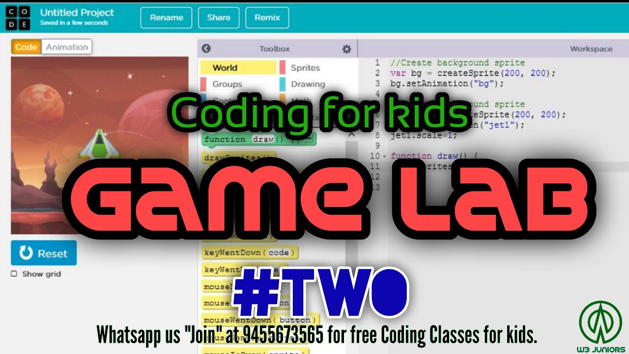 Code.org Game lab tutorial two | Create Sprite random motion