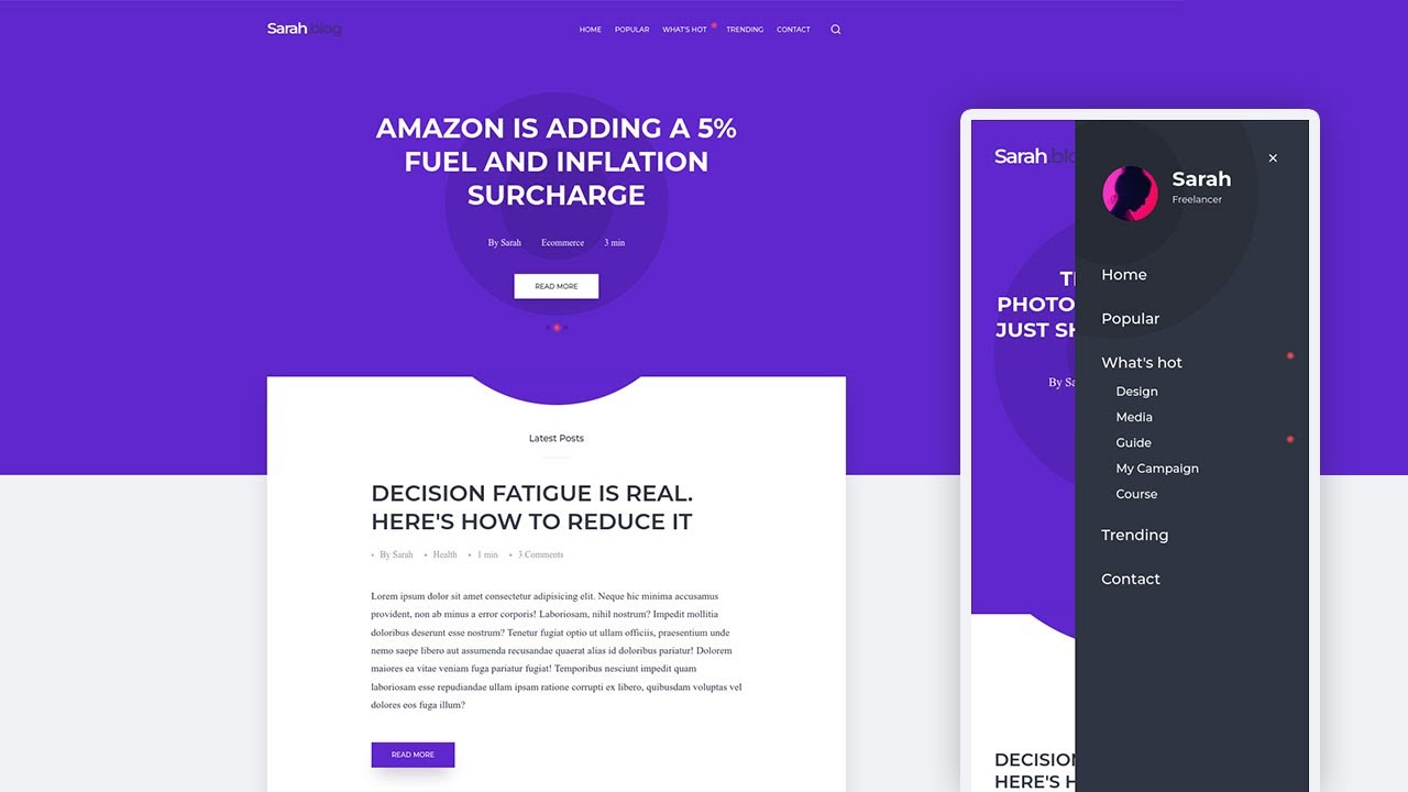 Personal Blog Website HTML CSS Javascript - Modern Flat Design Full Responsive