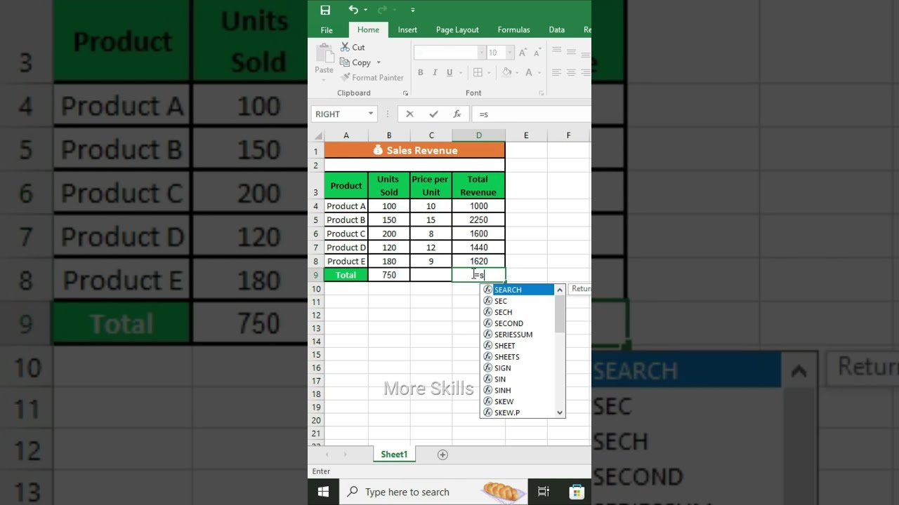 Calculate Total Sales Revenue in Excel 💵📈 | Units × Price Formula