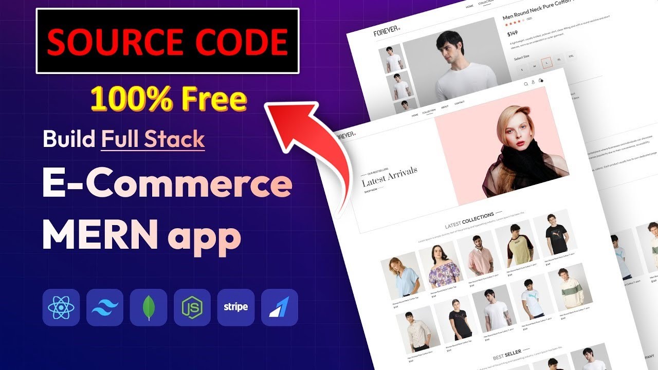 Full Stack E-commerce Website Using  MERN Stack source code | eCommerce Project with Stripe