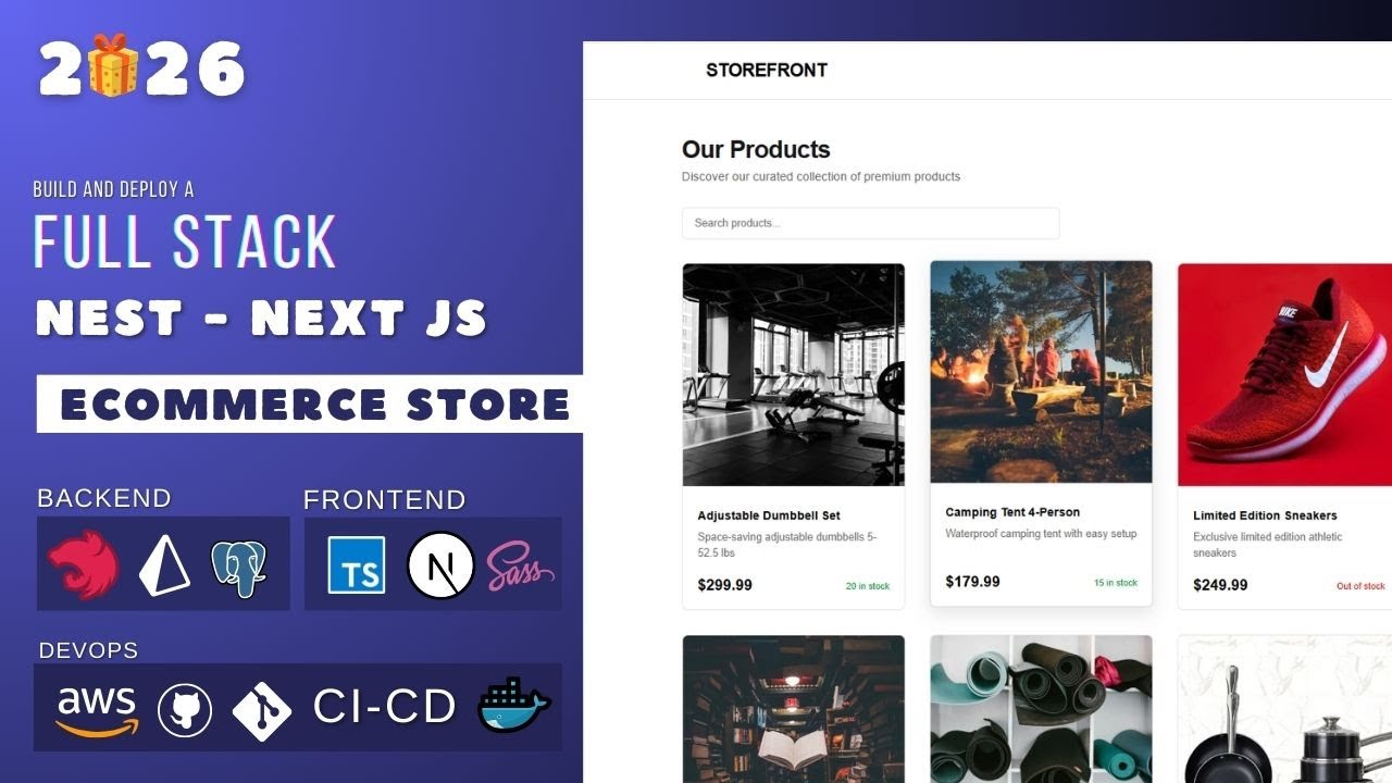 Full-Stack E-Commerce with NestJS & NextJS (Prisma, PostgreSQL, Docker, CI/CD, AWS) Backend in 2026