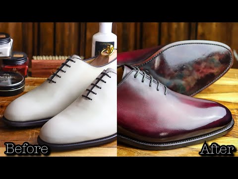 A Complete Dye TRANSFORMATION: Natural Crust Leather & Sole Dye Patina Tutorial-Carlos Santos