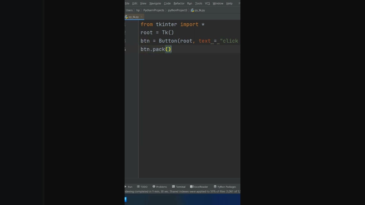 How to create button in tkinter Python | #tkinter  #coding #python #shorts #shortvideo