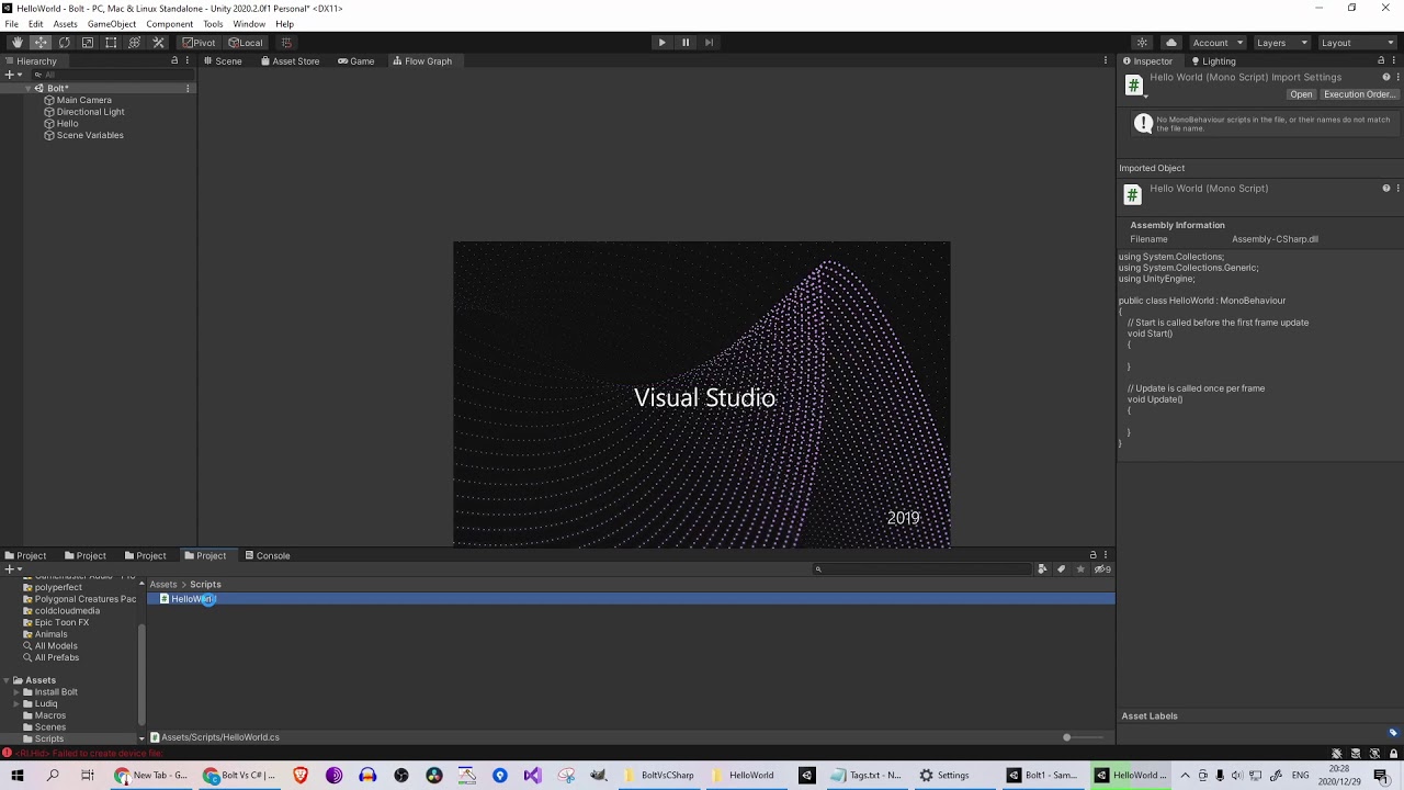3 Unity Visual Scripting (Bolt) Vs C# - Hello World