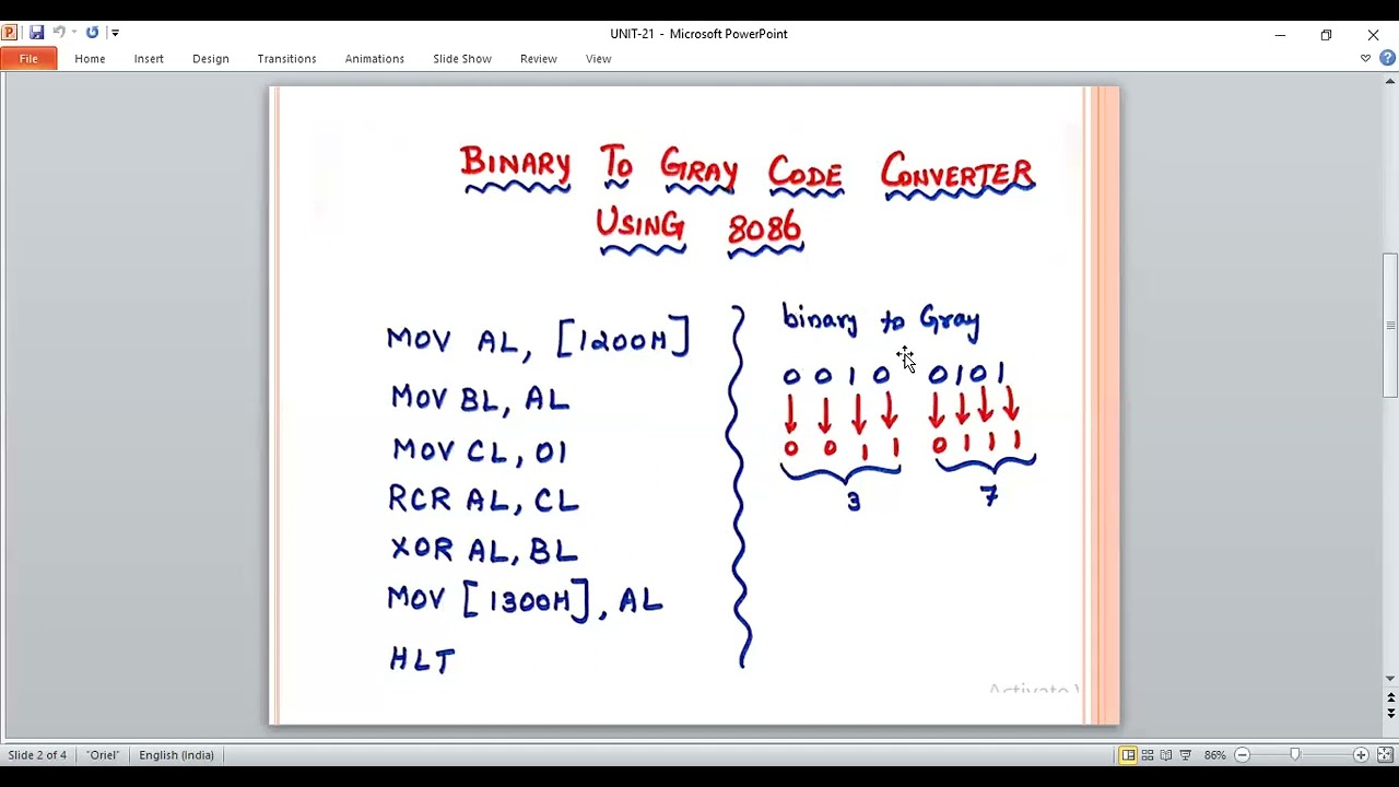 Binary to Gray Code Converter - Unit II - EC8691 - Microprocessors and Microcontrollers