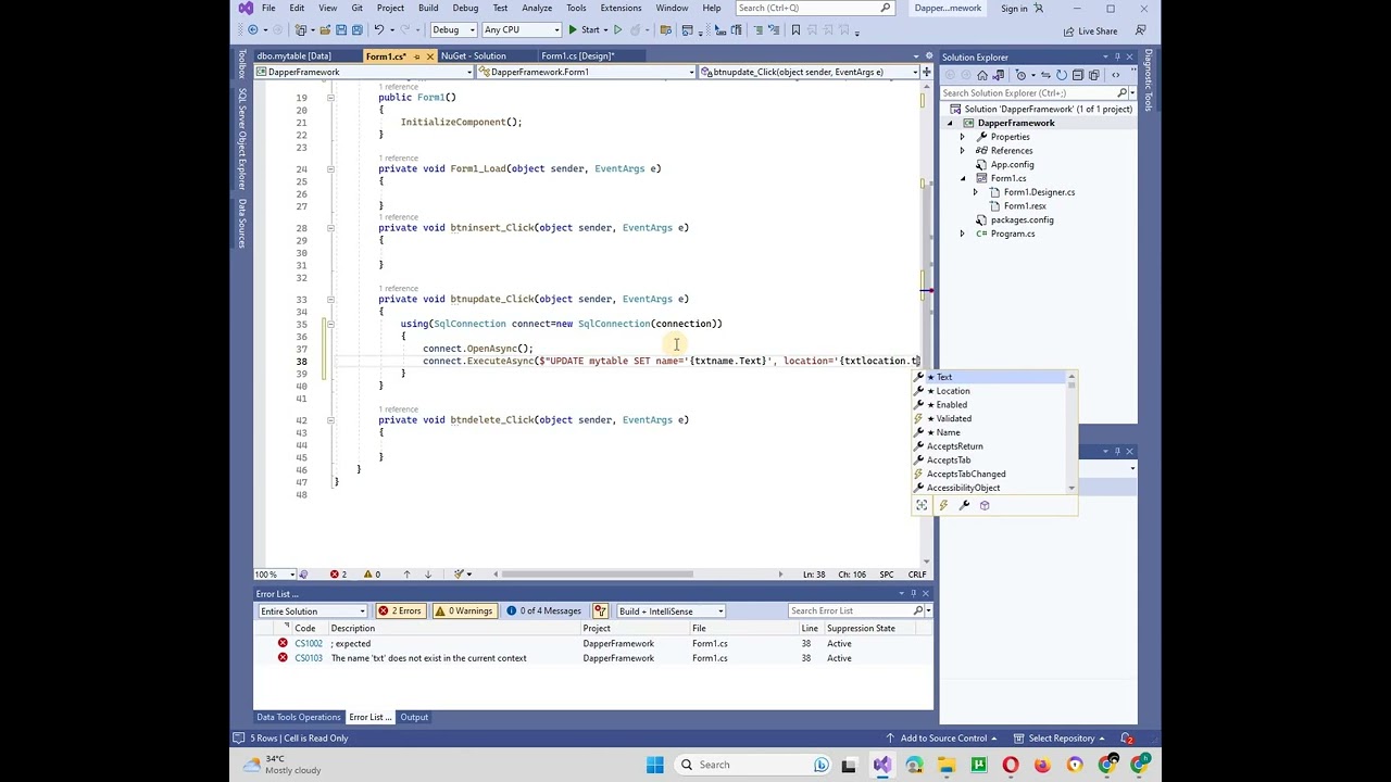 How to update data async into sql server database using dapper c#
