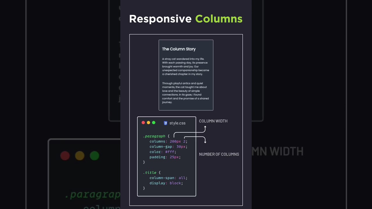 CSS Responsive Columns 🥸 (#Day 35)                           #shorts #shortvideo #viral #viralvideo