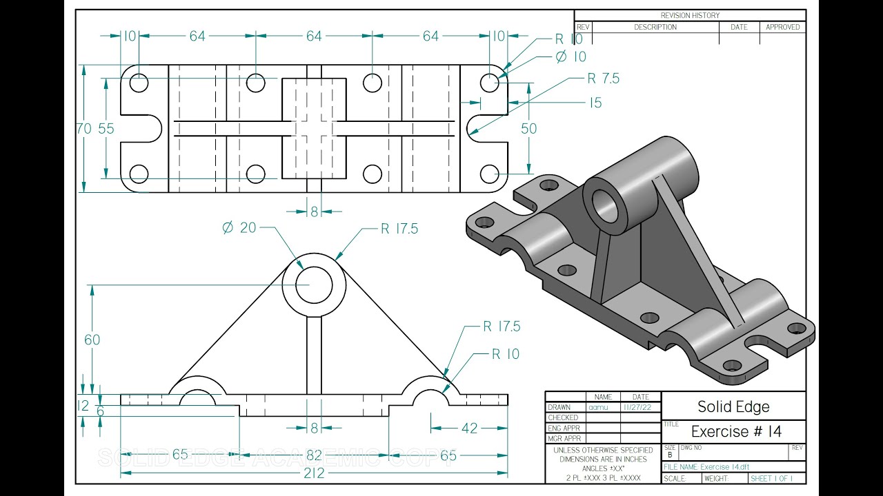 Solid Edge 2023 Tutorial - Exercise # 14