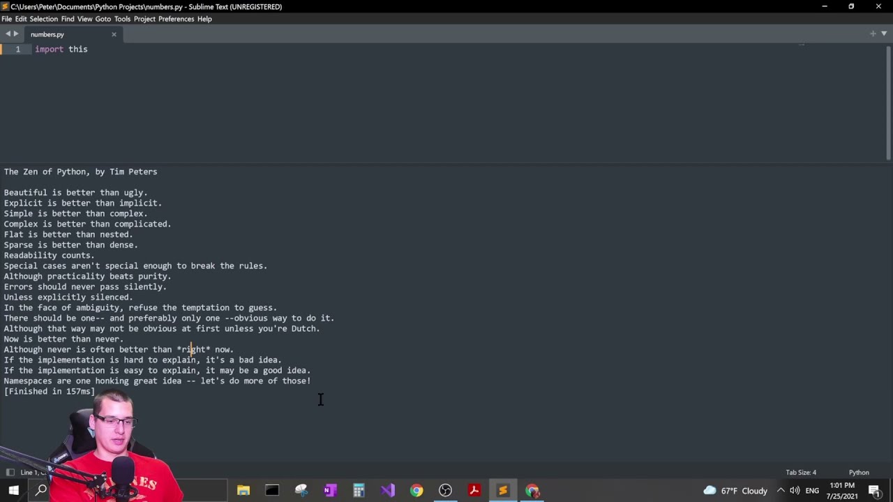 Numbers In Python. The Zen of Python.