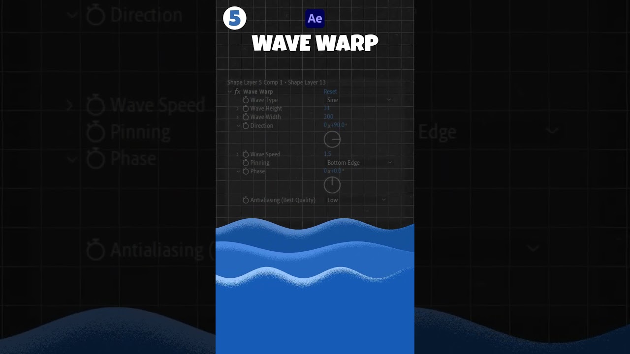 Wave warp effect in After effects #aftereffects #aftereffectstips #waves