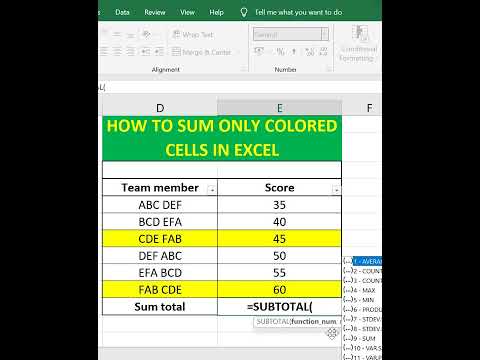 SUM Cells by Color in Excel