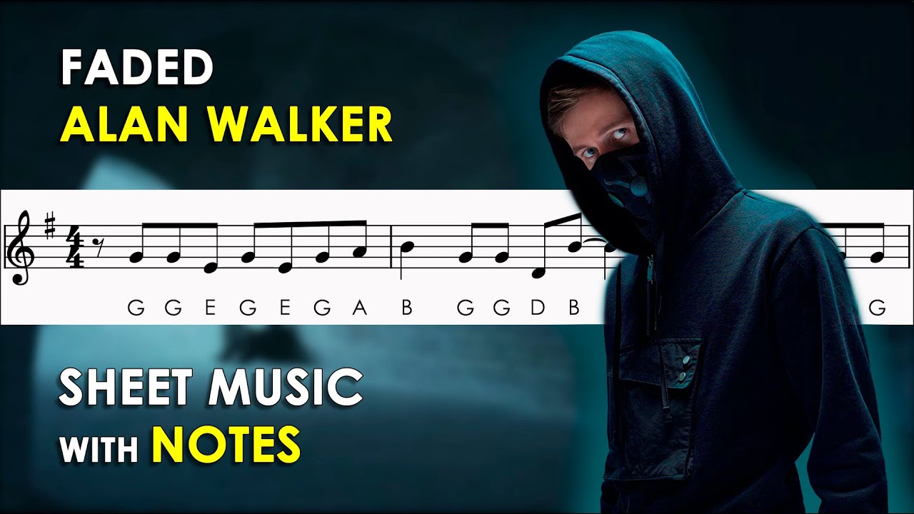 Faded - Alan Walker | Sheet Music with Easy Notes for Recorder, Violin Beginners Tutorial