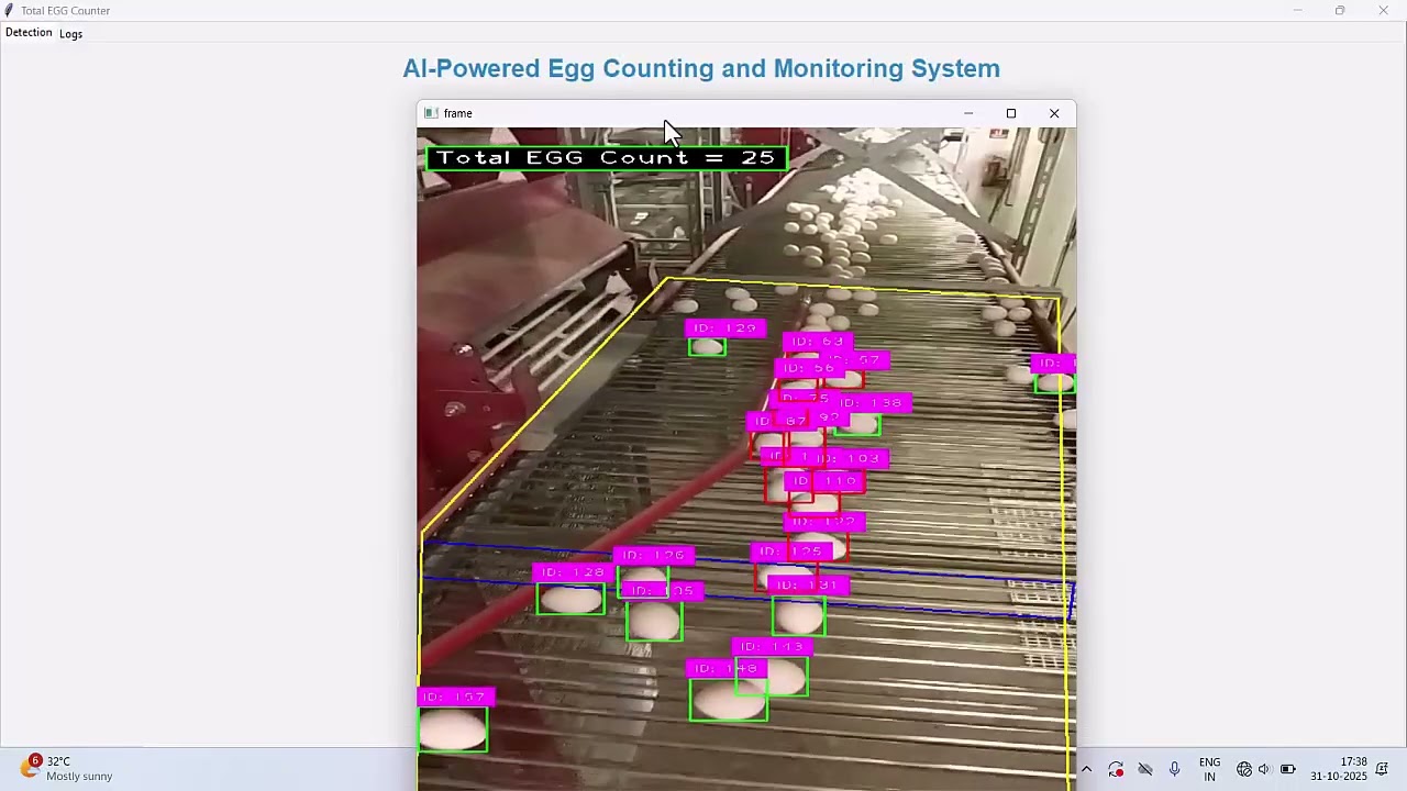 🚀 Project Title: AI-Powered Egg Packing Total Counting System using Computer Vision
