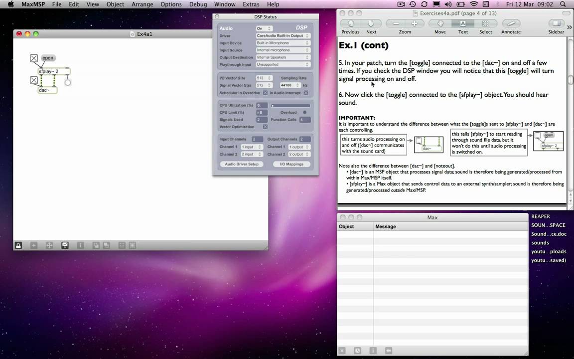 Max MSP Tutorial 04a2: Playback objects: [sfplay~] [1]