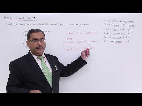 DBMS - Except Operation in SQL