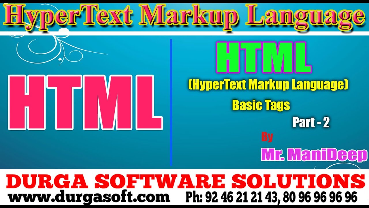 HTML||HTML Basic Tags Part-2 by Manideep