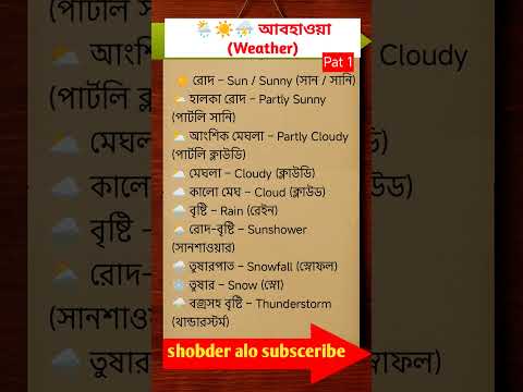 Weather English 🌦️ Learn English in Easy Words 🏷️ #अबहायआंगरेजी #अंगरेजिश्व्ड #अंगलिश्शेखा #शब्देरआलो