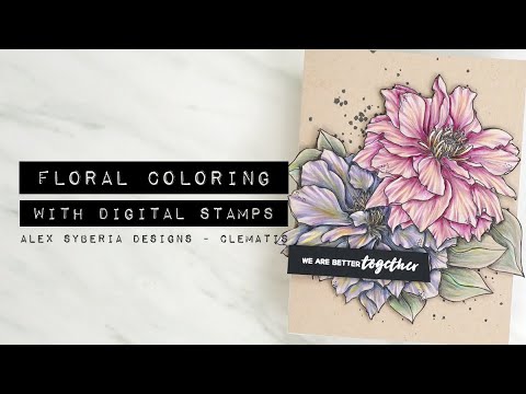 Floral Coloring with Digital Stamps - Alex Syberia Designs