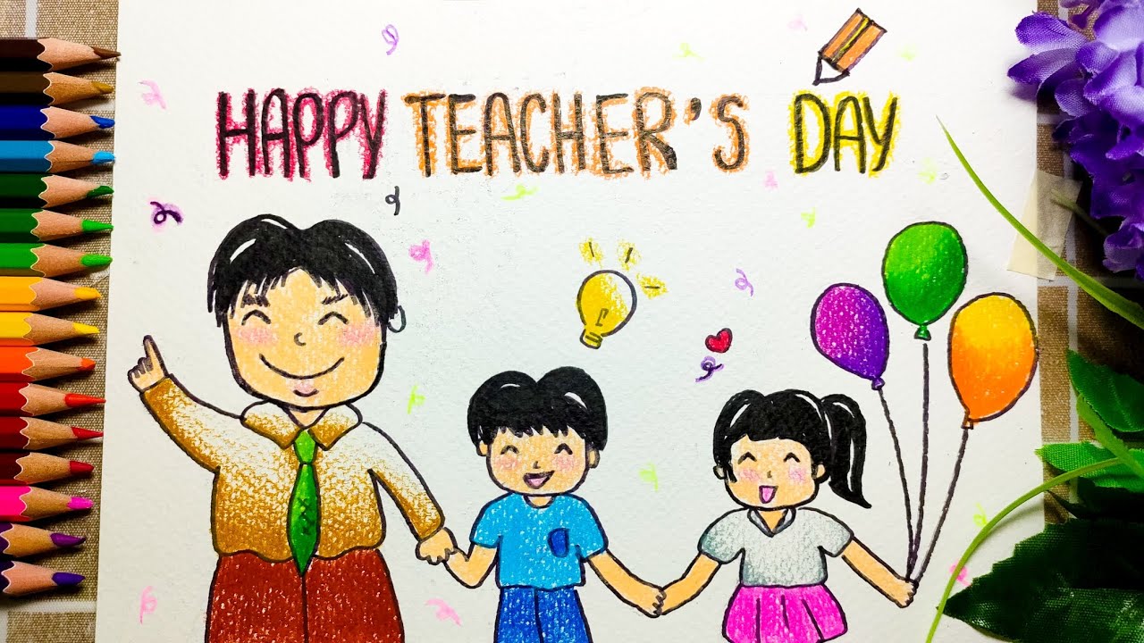 Easy Teacher's Day Card | Drawing and Coloring | Happy Teacher's Day | hand drawn teachers day