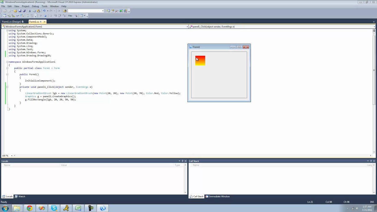 C# Beginners Tutorial - 124 - LinearGradientBrush